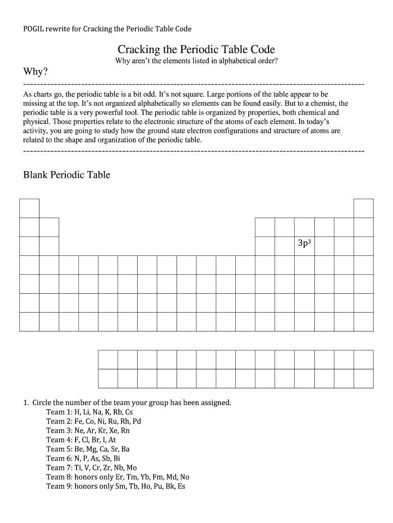 Fillable Online POGIL rewrite for Cracking the Periodic Table Code Fax ...