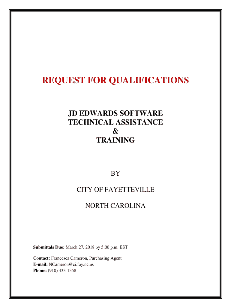 Fillable Online Sample Request for Proposal - City of Fayetteville Fax ...