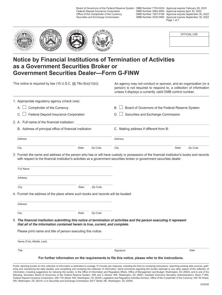 Fillable Online Notice by Financial Institutions of Termination of ...