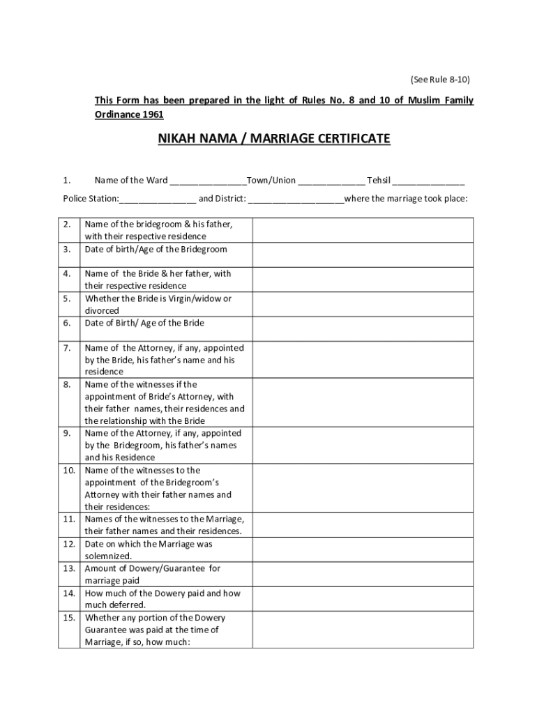 Computerized Nikah Nama Form Download - Fill and Sign Printable ...