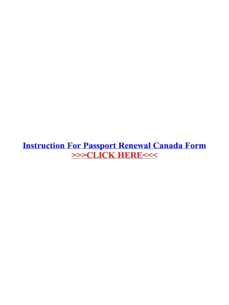 Fillable Online Instruction For Passport Renewal Canada Form Fax Email ...