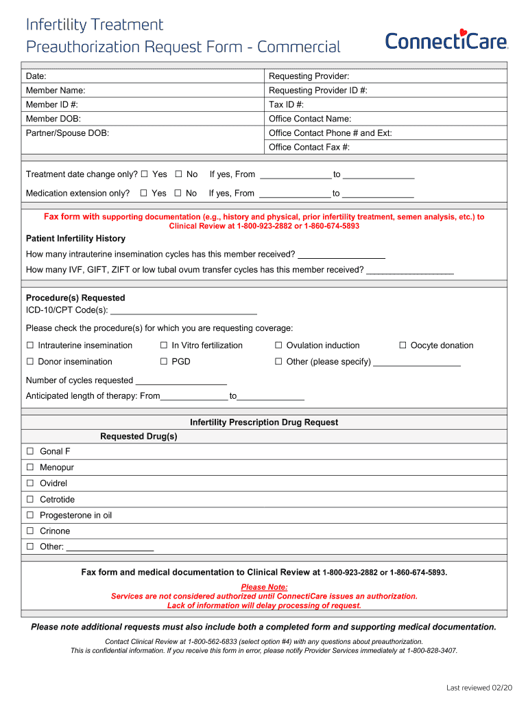 Fillable Online Infertility Services Prior Authorization Request Form - Health ... Fax Email ...