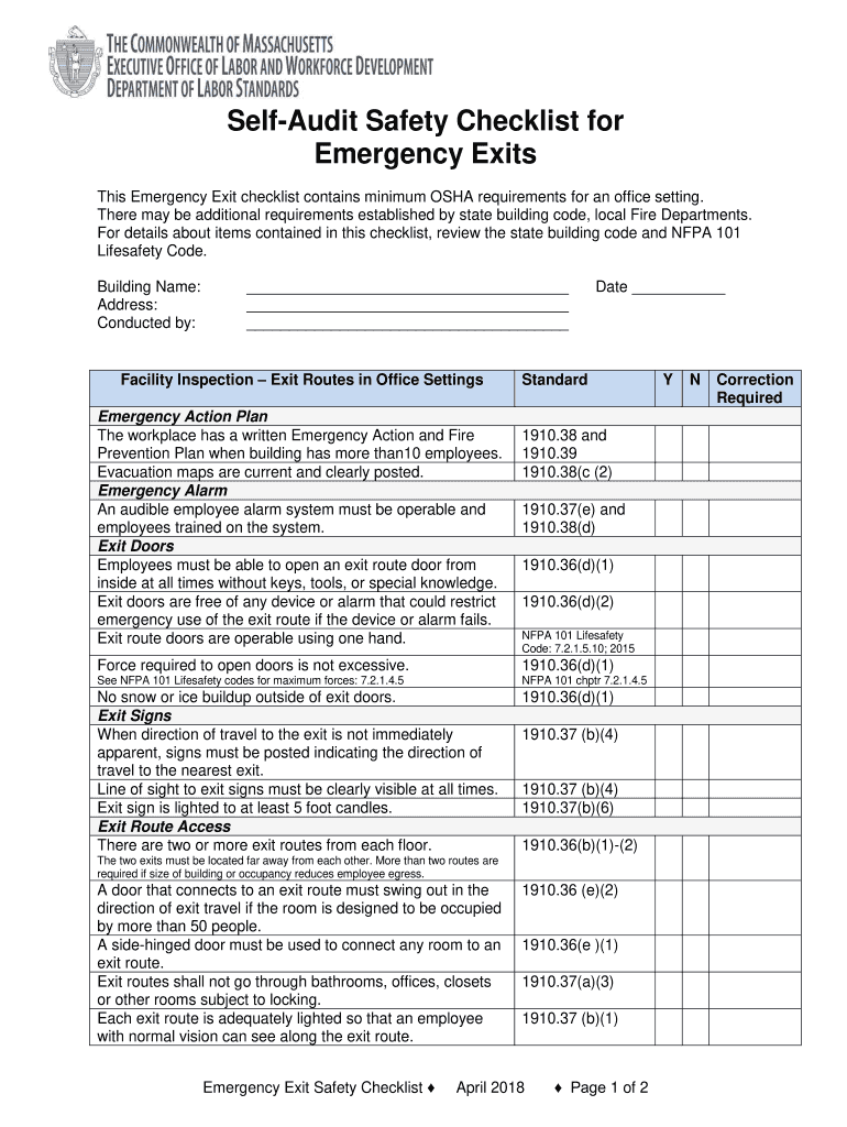 Fillable Online Exit Routes (Means of Egress)Occupational Safety and ...