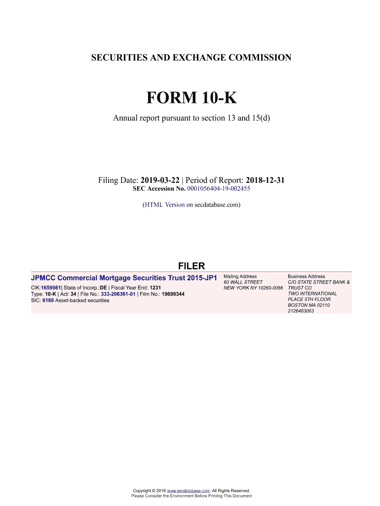 Fillable Online JPMCC Commercial Mortgage Securities Trust 2015-JP1 ...