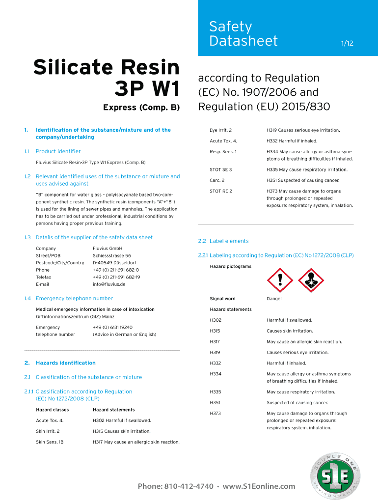 Fillable Online Silicate Resin Fax Email Print - pdfFiller