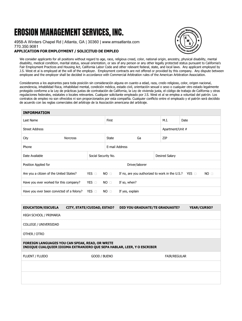 Fillable Online EMS Job Application in English and Spanish Revised USE THIS ONE 4.10.2018 .docx ...