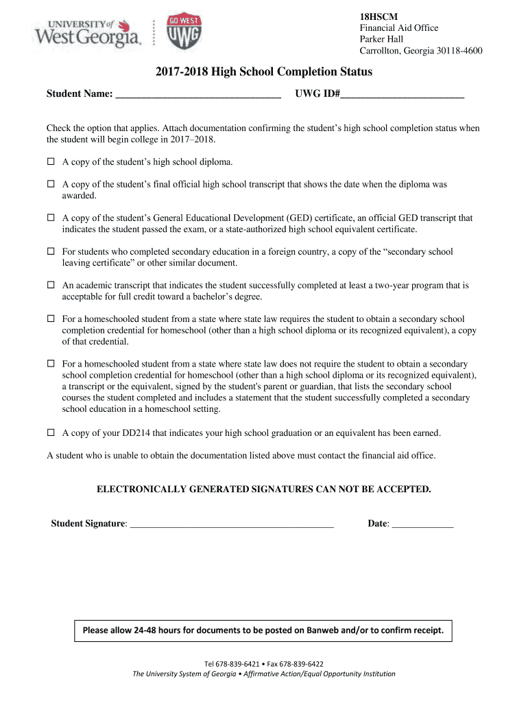 Fillable Online Attach documentation confirming the students high ...