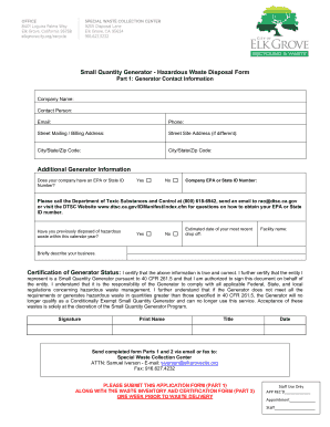 Fillable Online Small Quantity Generator - Hazardous Waste Disposal ...