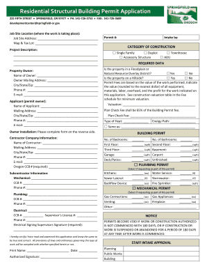 Fillable Online Residential Structural Building Permit Application Fax ...