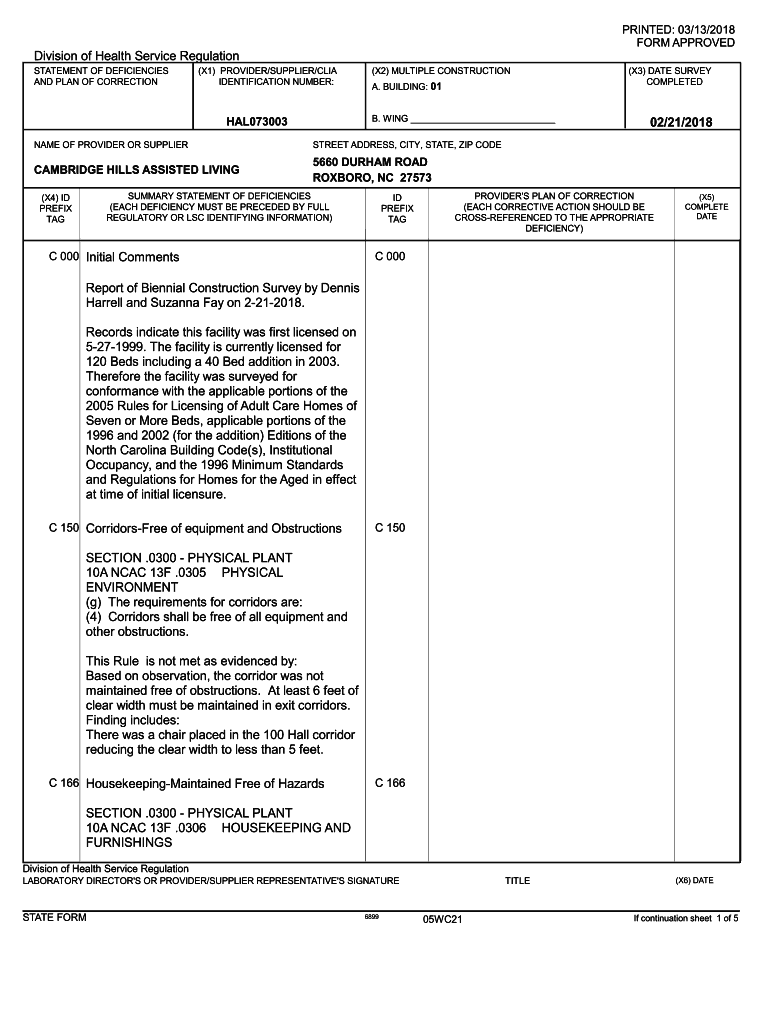 Fillable Online PDF This plan of correction (POC) - Virginia Department ...