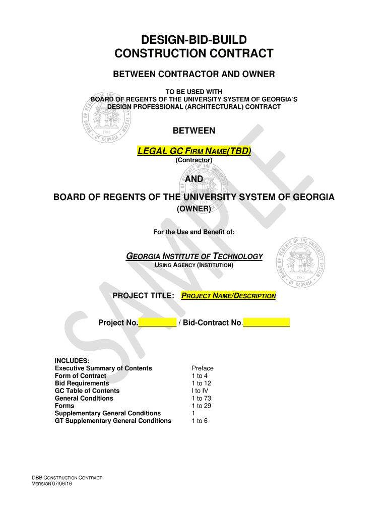 Fillable Online Sample Form of Contract (DBB) Fax Email Print - pdfFiller