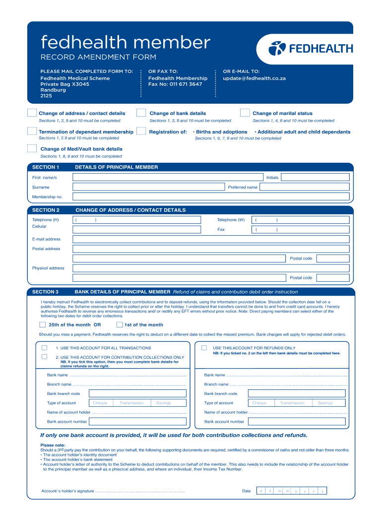 Fillable Online RECORD AMENDMENT FORM Fax Email Print - pdfFiller