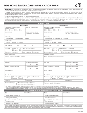Fillable Online HDB HOME SAVER LOAN - APPLICATION FORM Fax Email Print ...