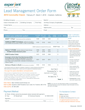 Fillable Online Lead Management Order Form - Paramount Convention ...