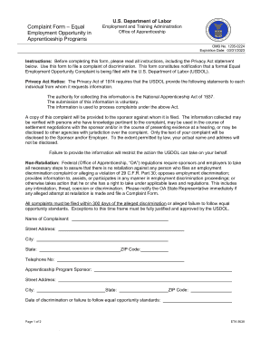Fillable Online Complaint Form Equal Employment Opportunity in ...