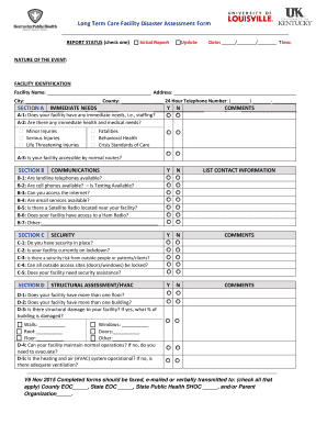 Fillable Online Long Term Care Facility Disaster Assessment Form Fax ...