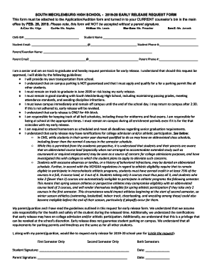 Fillable Online Early Release form 2019-20 - Google Docs Fax Email ...