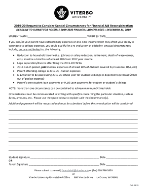 Fillable Online 2019-20 Request to Consider Special Circumstances for Financial Aid ...