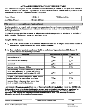 Fillable Online ANNUAL HOME CERTIFICATION OF STUDENT STATUS This form ...