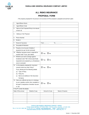Fillable Online 2 All Risk - Proposal Form Fax Email Print - pdfFiller