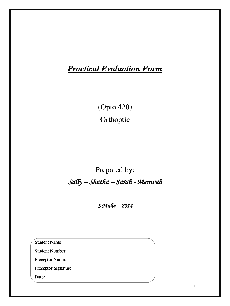 Fillable Online Practical Evaluation Form - KSU Fax Email Print - pdfFiller