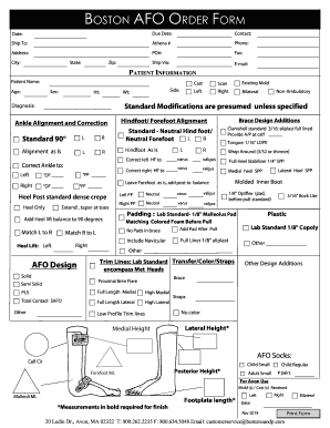 Fillable Online BOSTON AFO ORDER FORM Fax Email Print - pdfFiller