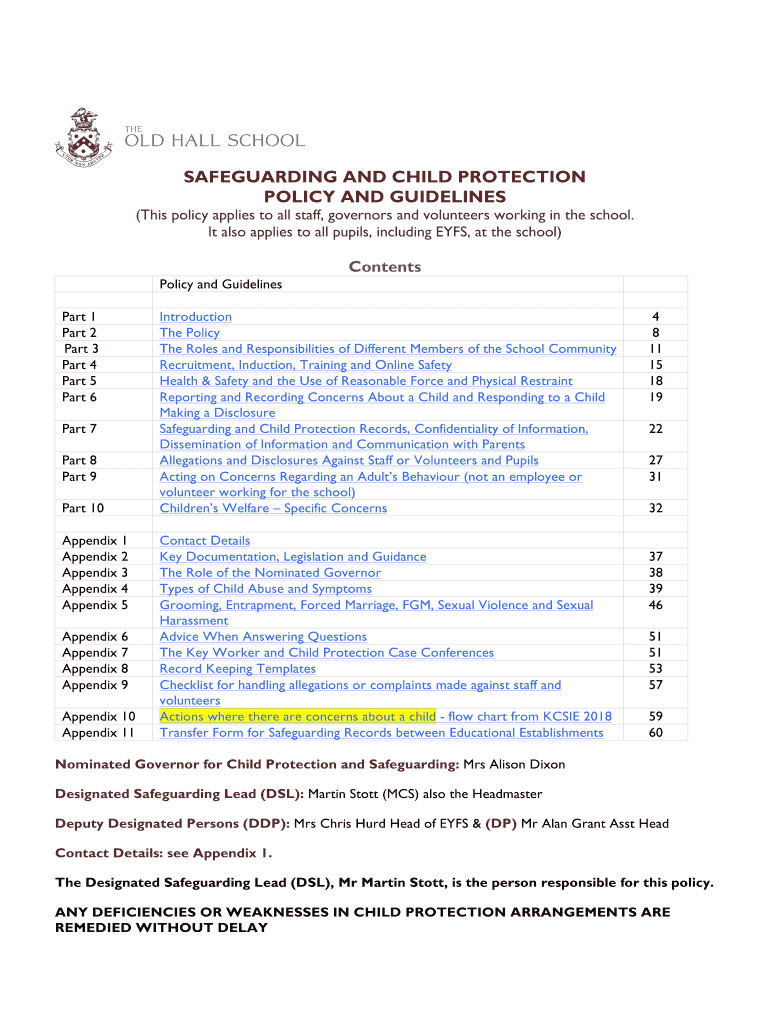 Fillable Online SAFEGUARDING AND CHILD PROTECTION POLICY AND GUIDELINES ...