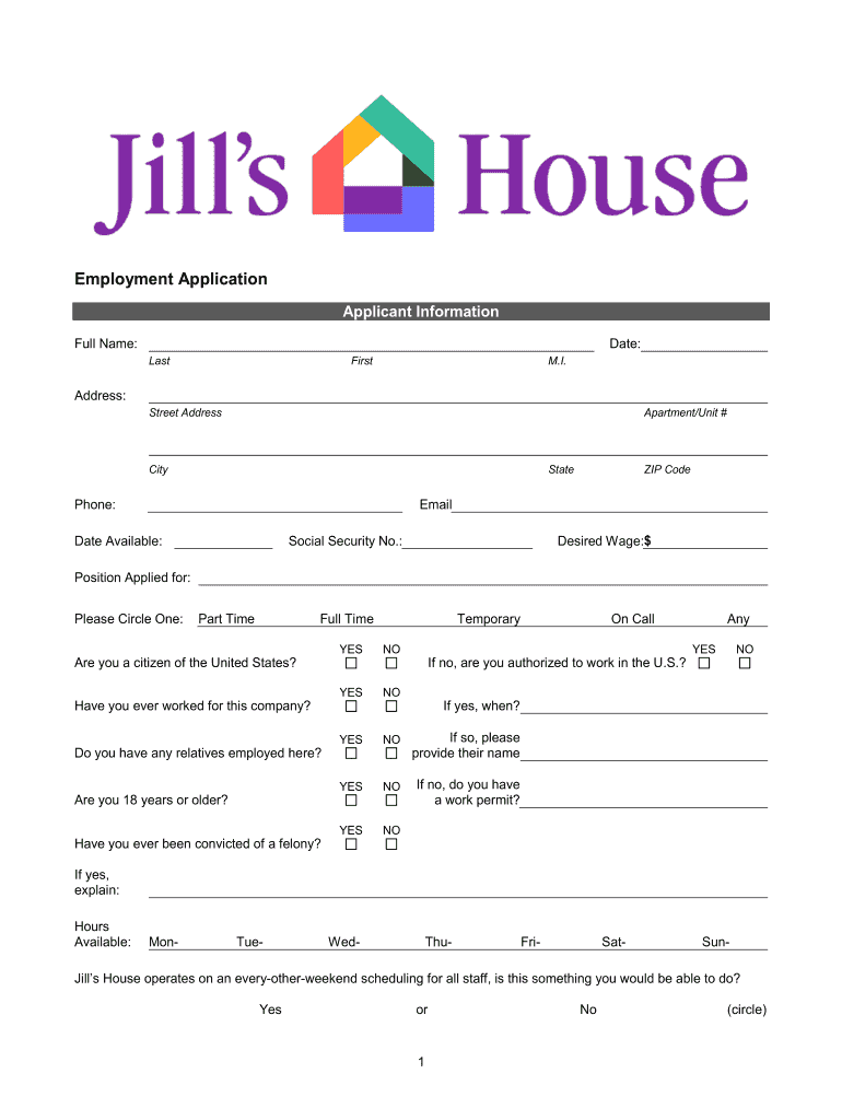 Fillable Online Fillable Online Employment application 1.1.18 Fax Email ...