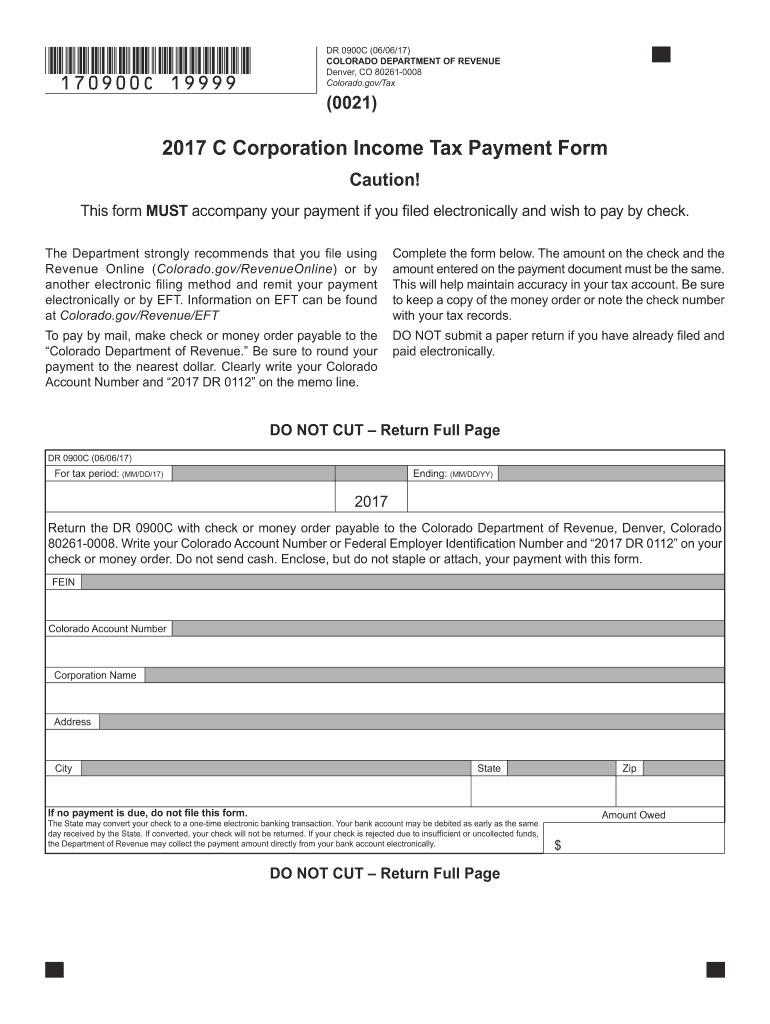 Fillable Online 2017 C Corporation Income Tax Payment Form Fax Email ...