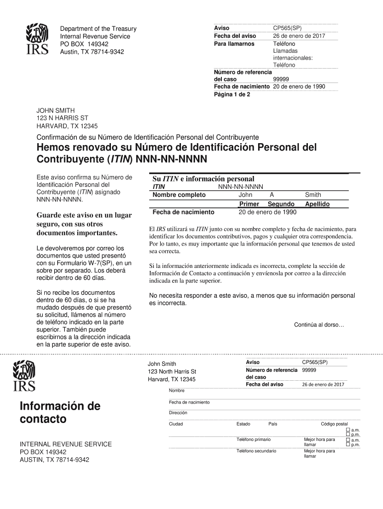 Fillable Online Entendiendo sus cartas o avisos del IRSInternal Revenue ...