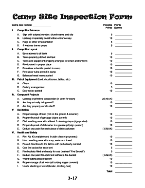 Fillable Online Camp Site Inspection Form - rangertrails.com Fax Email ...