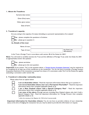 Fillable Online TRANSFEREE (Purchaser) Information Form COMPANY ...