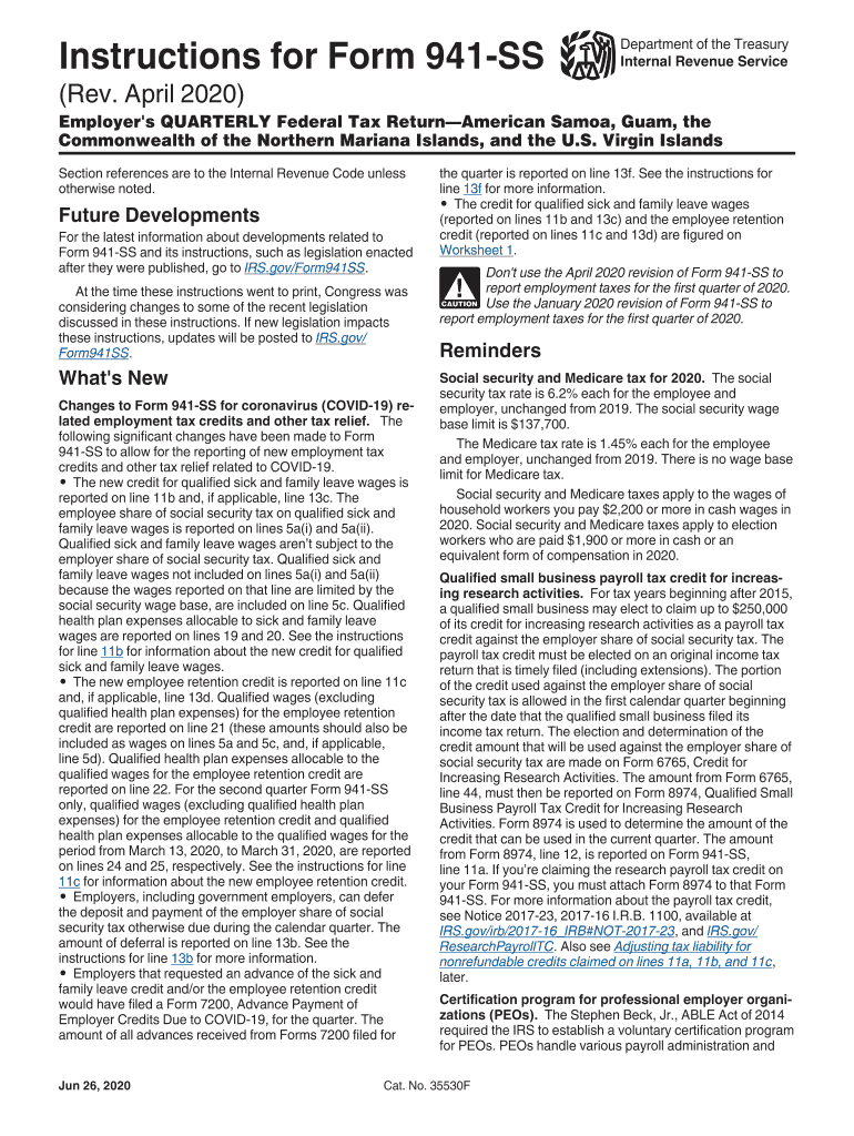Fillable Online Instructions for Form 941-SS. Instructions for Form 941 ...