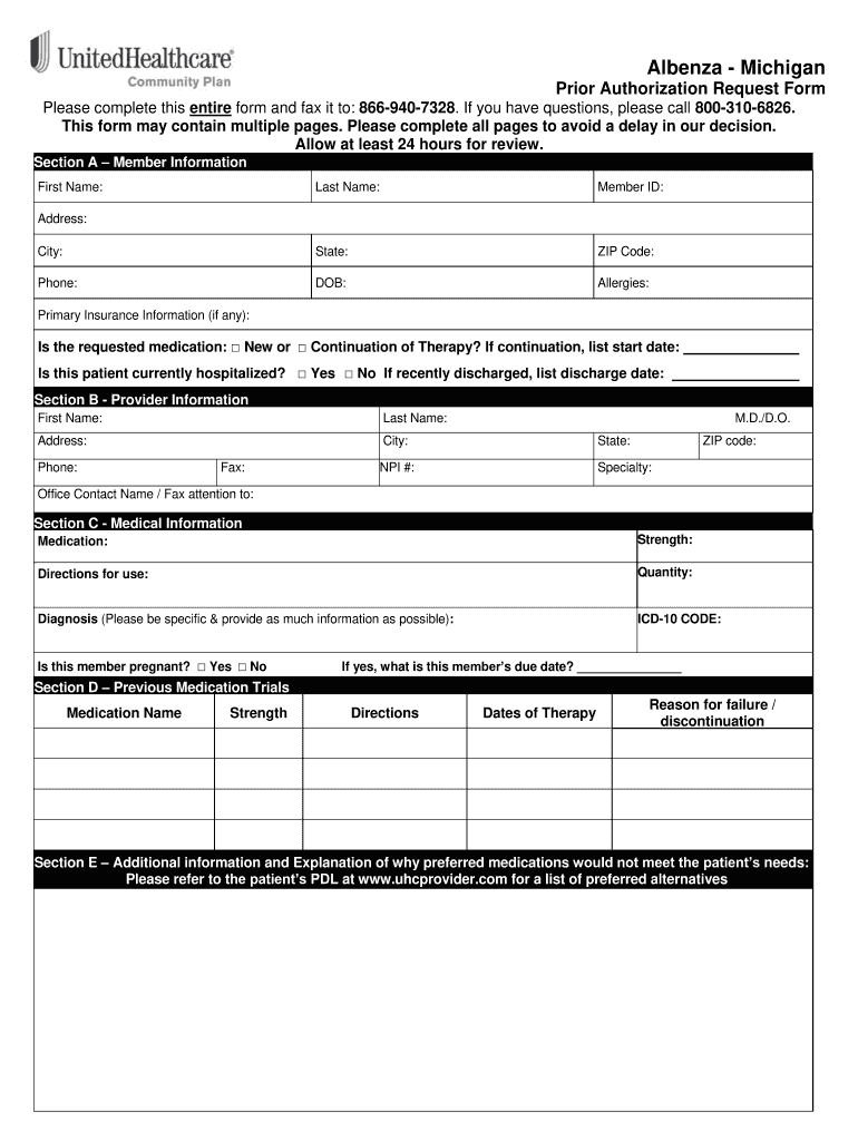 Michigan Medicaid Prior Authorization Form - Fill Online, Printable ...