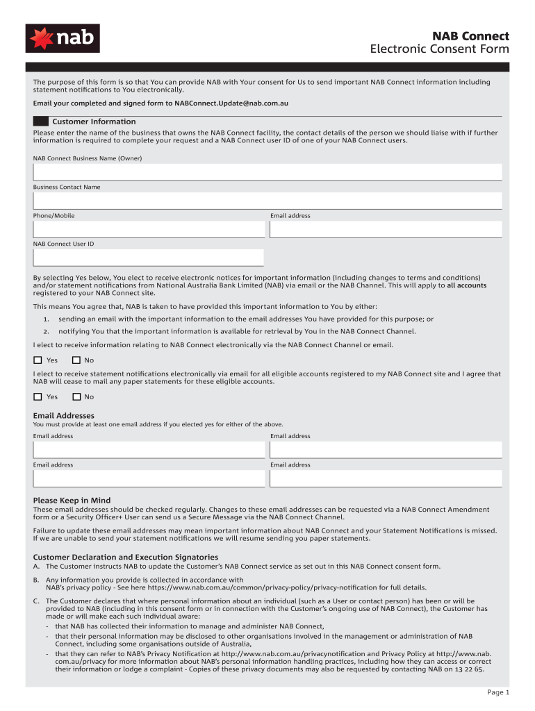 Fillable Online PDF NAB Connect Application Form Fax Email Print ...