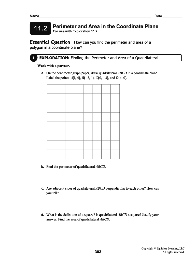 Perimeter And Area In The Coordinate Plane Worksheet Pdf - Fill Online ...