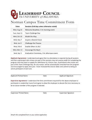 Fillable Online apps hr ou Norman Campus Time Commitment Form Fax Email Print - pdfFiller