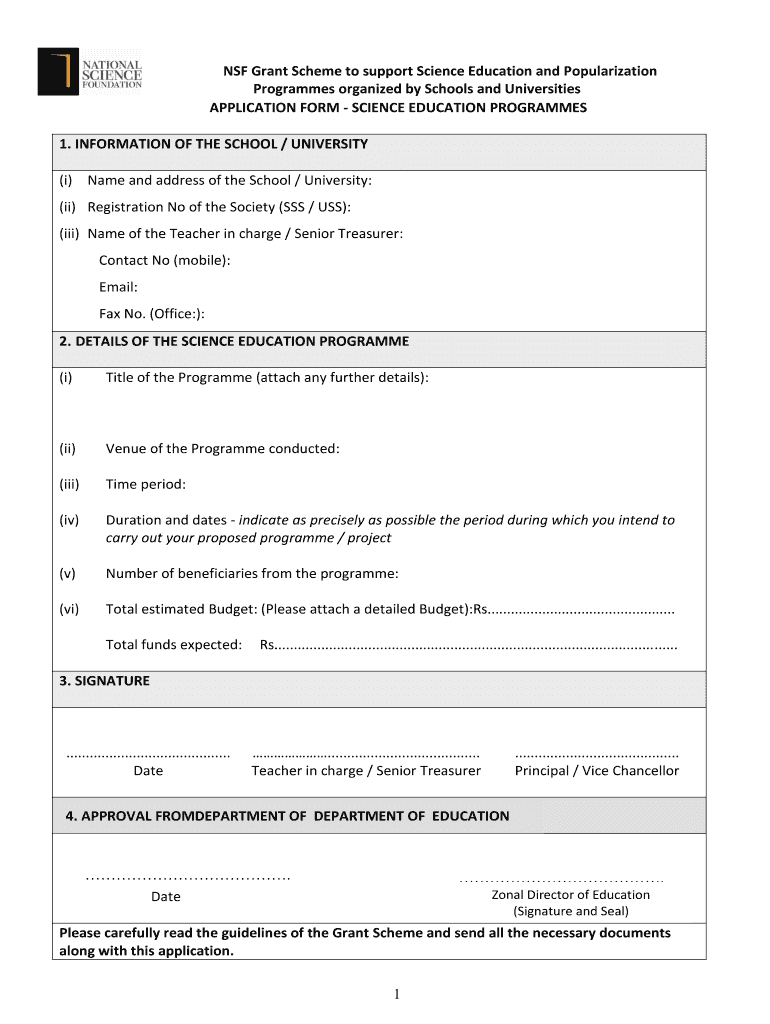 Fillable Online Fillable Online nsf ac II Application Form for the ...