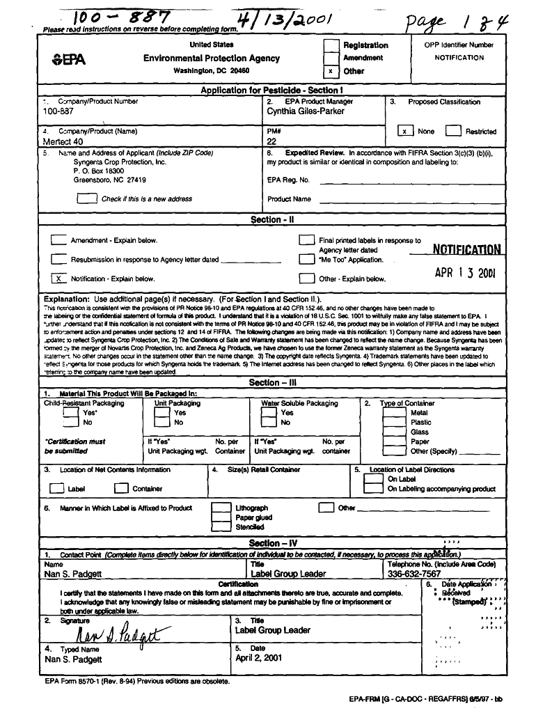 Fillable Online U.S. EPA, Pesticide Product Label, MERTECT 40 WATER ...