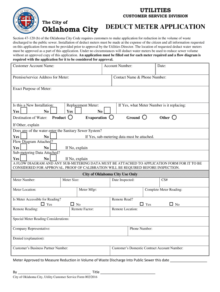 Fillable Online UCS Deduct Meter Application Form Fax Email Print ...