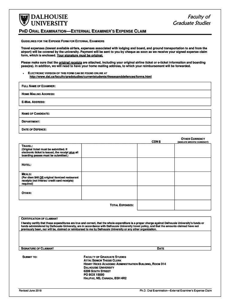 Fillable Online fee payment and expenses claim form for external ...