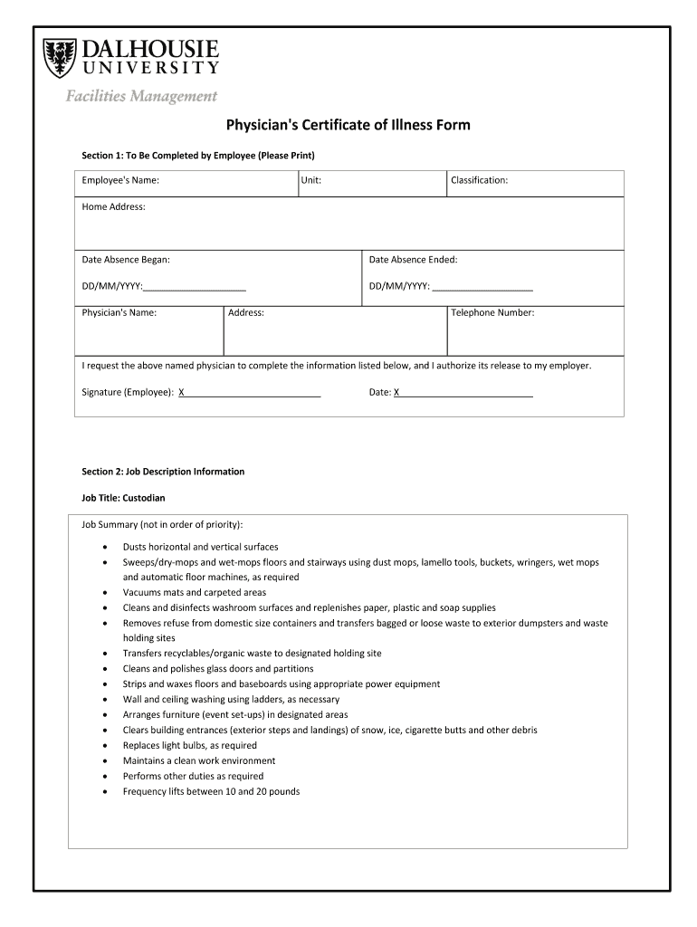 Fillable Online Physician's Certificate of Illness Form Fax Email Print ...