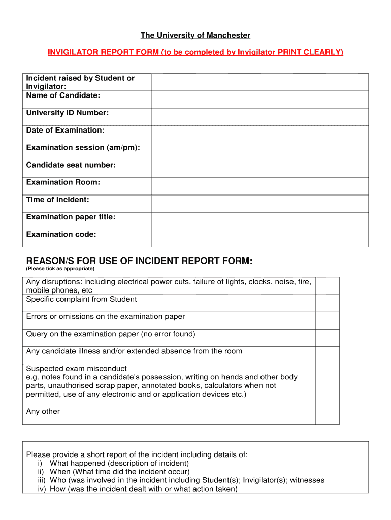 Fillable Online Exam incident report form Fax Email Print - pdfFiller
