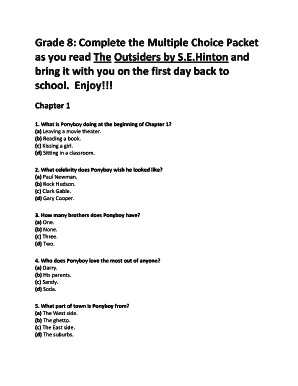 Fillable Online Grade 8 The Outsiders Fax Email Print - pdfFiller