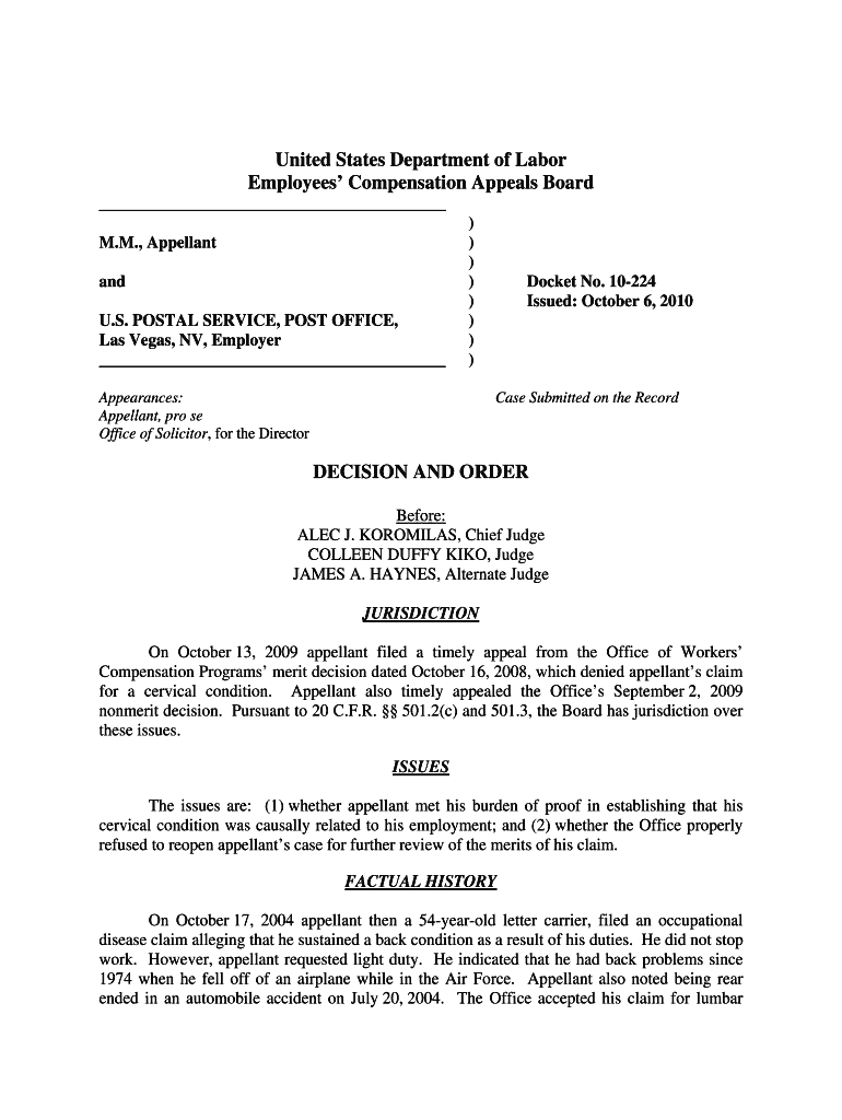 Fillable Online 10-0224: MM and US POSTAL SERVICE, POST OFFIC... Fax Email Print - pdfFiller