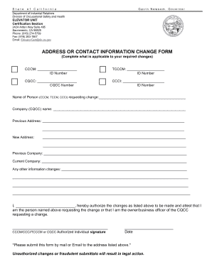Fillable Online ADDRESS OR CONTACT INFORMATION CHANGE FORM Fax Email ...