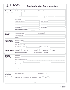 Fillable Online Application for Purchase Card - Iemas Financial ...