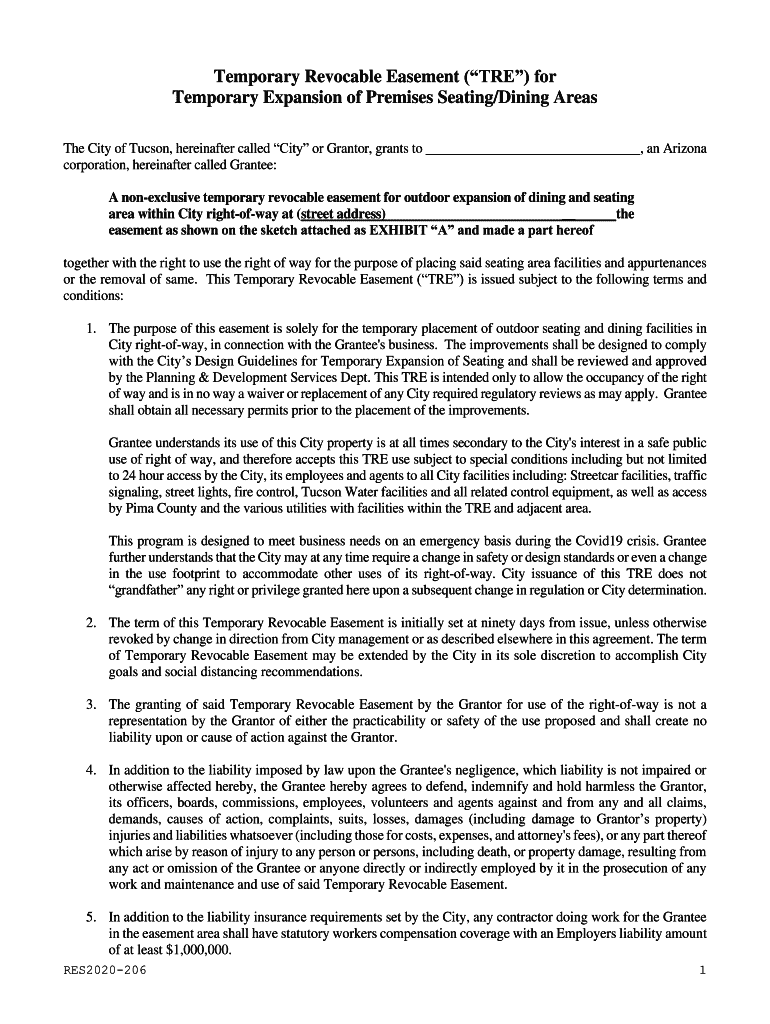 Fillable Online Temporary Revocable Easement (TRE) for Temporary ...
