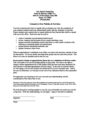 Fillable Online Star Ranch Dental Consent Form. Consent Form Fax Email ...