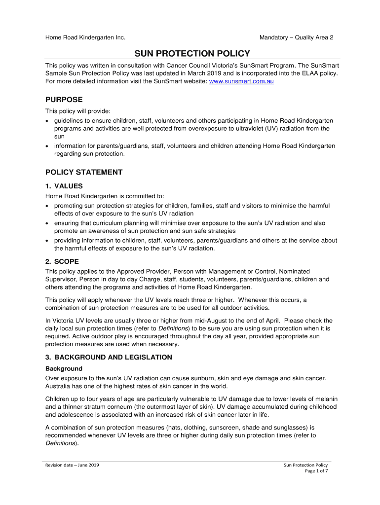 Fillable Online Sun Safety Activities for Kindergarten - Sun Protection ...